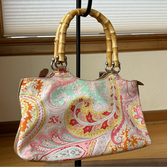 Bass | Bags | Bass Brand Bamboo Handle Paisley Pastel Purse | Poshmark